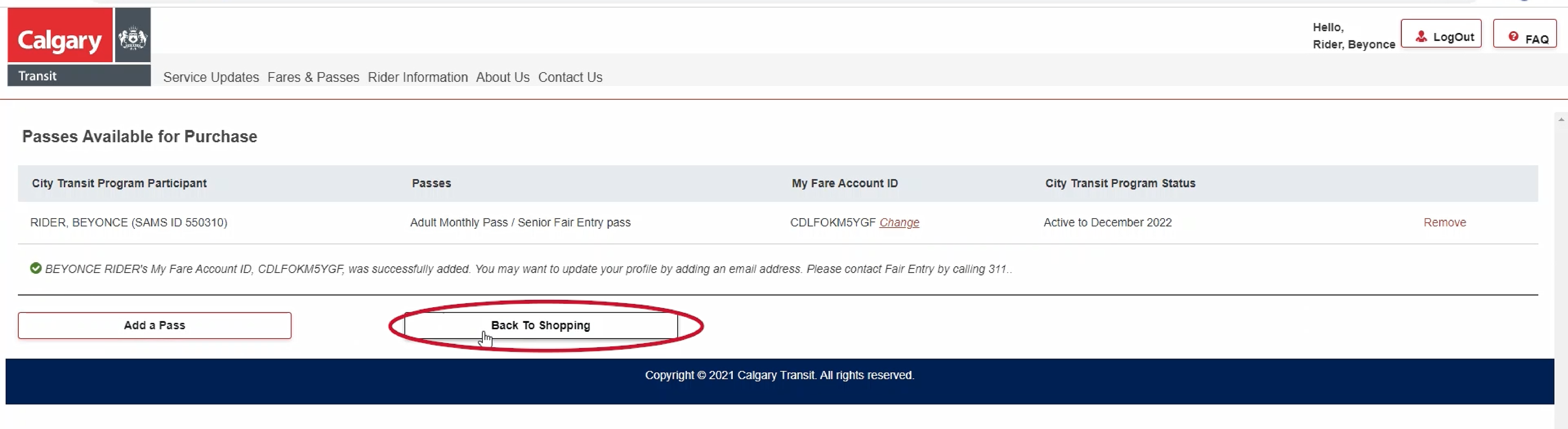 Low Income and Senior Passes on My Fare